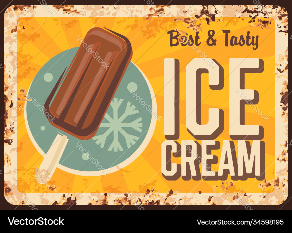 Rusty Chocolate Ice Cream Sign Royalty Free Vector Image