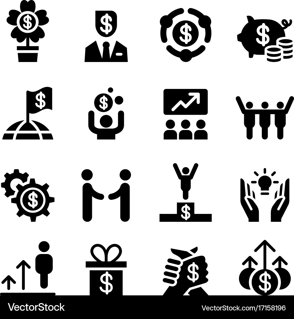 Business success icon set Royalty Free Vector Image