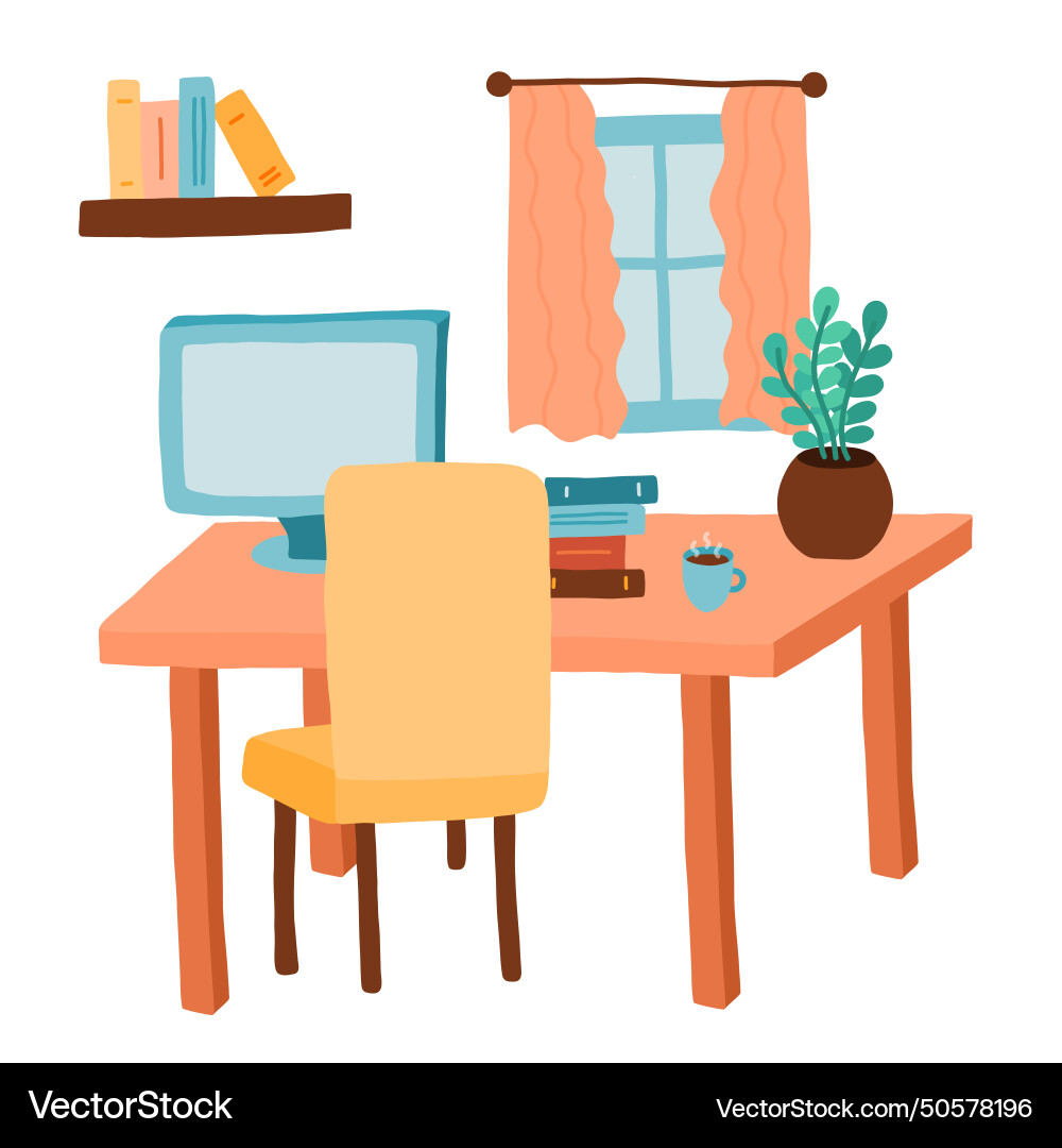 Cartoon workplace interior room for studying Vector Image