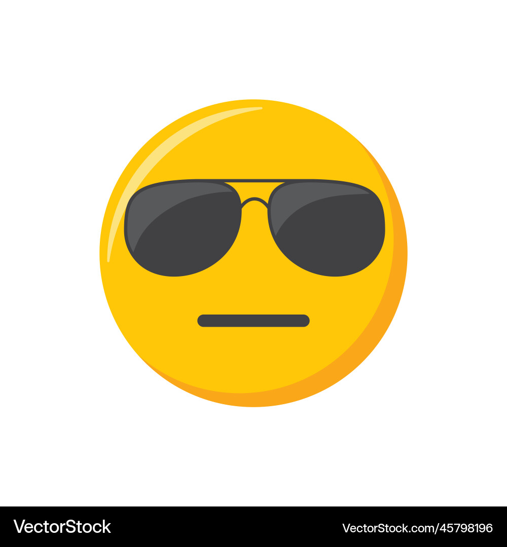Emoji icon cool face emoticon Royalty Free Vector Image
