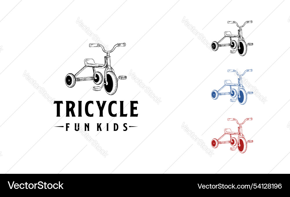 Hand drawn tricycle logo template fun Royalty Free Vector