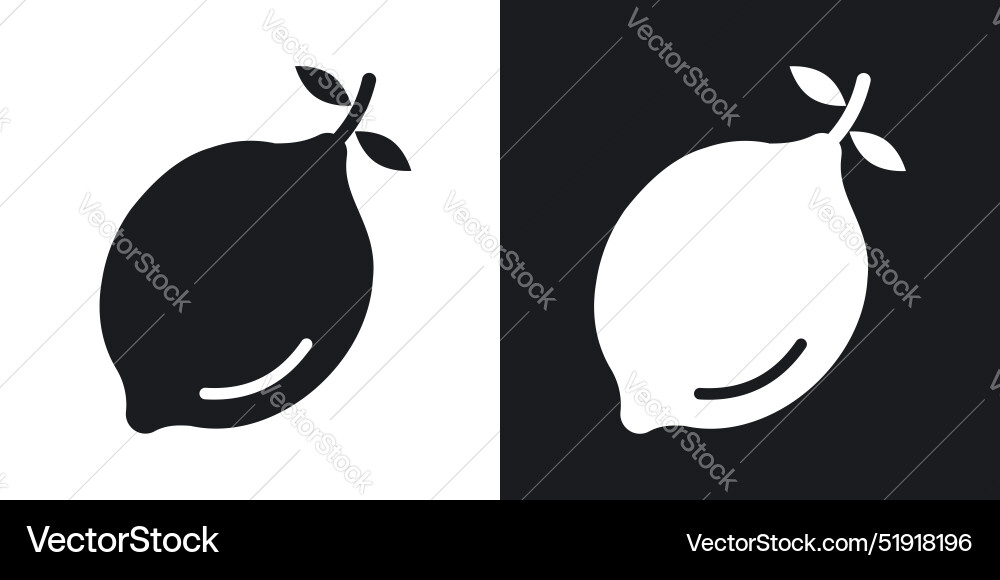 Lemon icon set in solid black and white color Vector Image