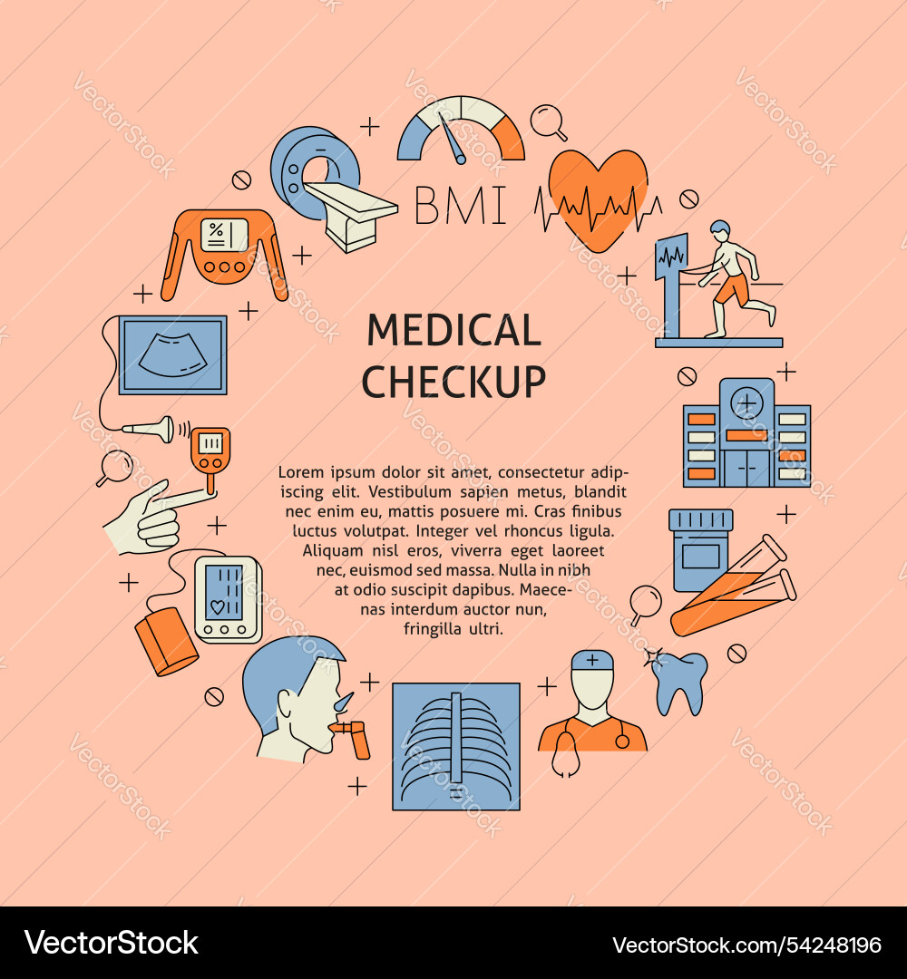 Medical checkup round poster template Royalty Free Vector