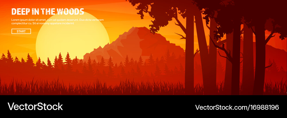 Mountains and forest header wild nature landscape Vector Image