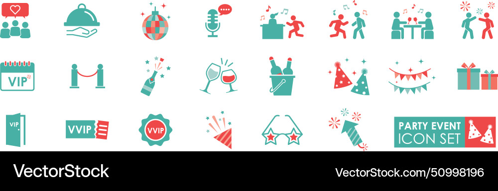Party event icons set solid icon style contains Vector Image