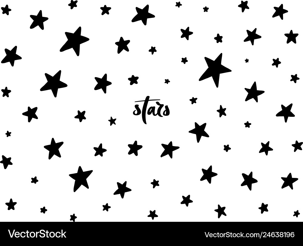 Set of black hand drawn stars Royalty Free Vector Image