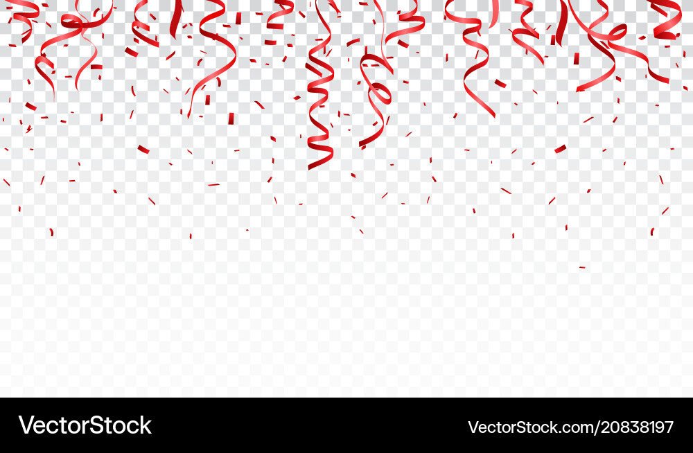 Beautiful red confetti and ribbon Royalty Free Vector Image