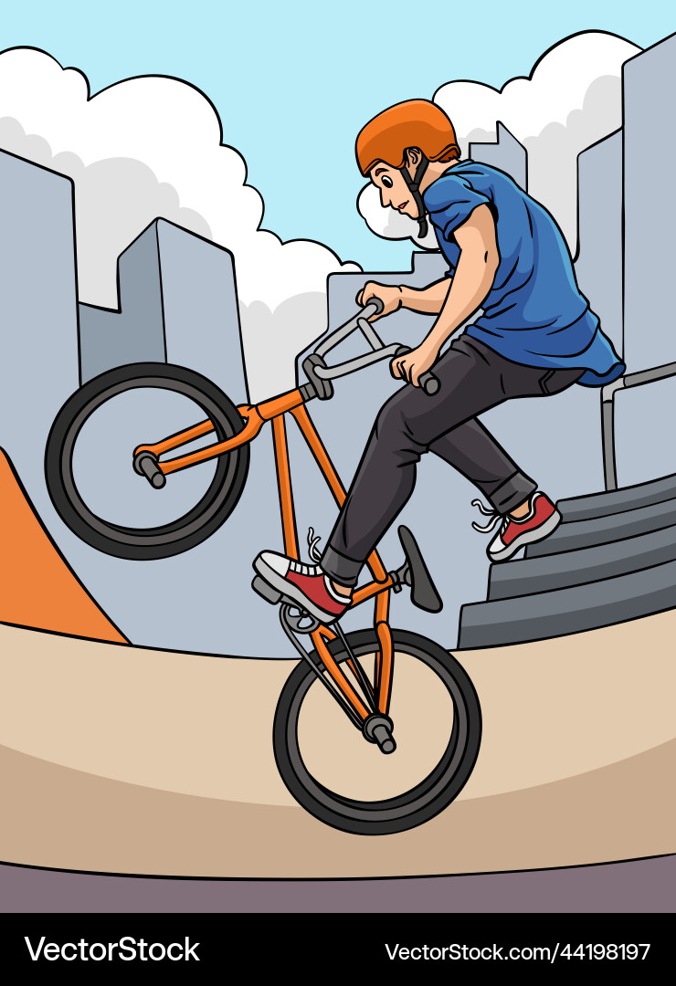Bmx rider colored cartoon Royalty Free Vector Image