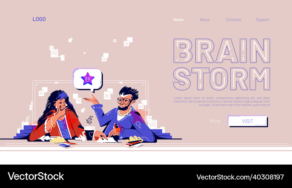 Brainstorm web banner business people think idea Vector Image