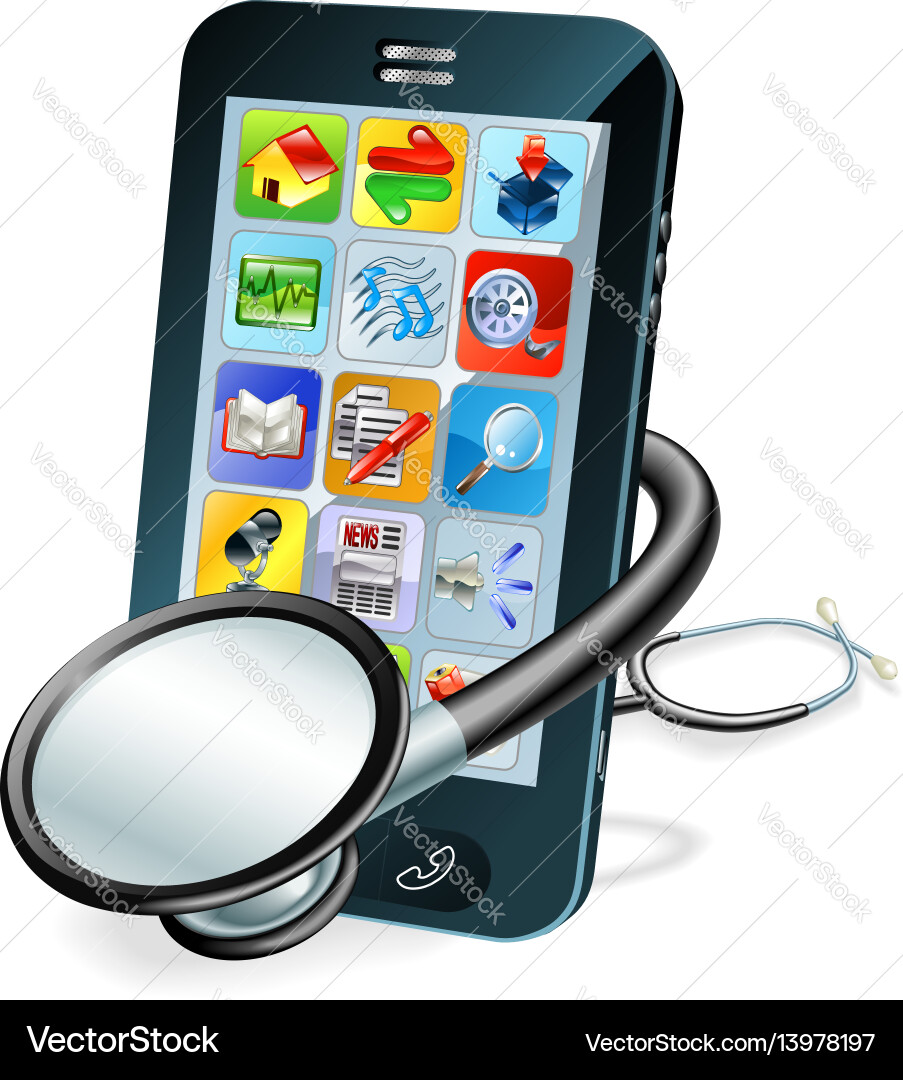 Cell phone health check concept Royalty Free Vector Image Cell phone health check concept Royalty Free Vector Image