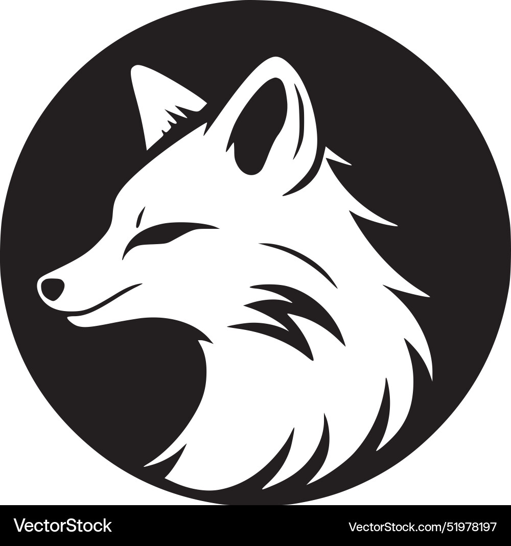 Fox - black and white Royalty Free Vector Image