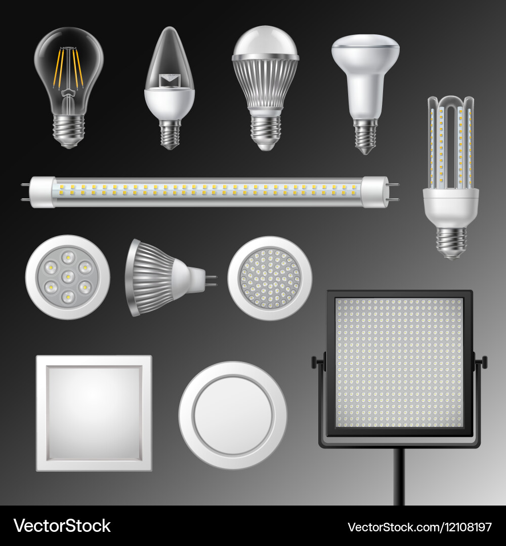 Realistic led lamps set Royalty Free Vector Image