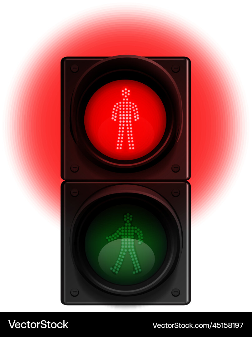Red pedestrian light composition Royalty Free Vector Image