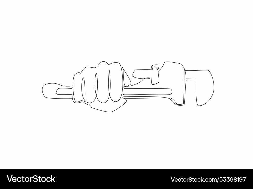 Single one line drawing hand holding plumber pipe Vector Image