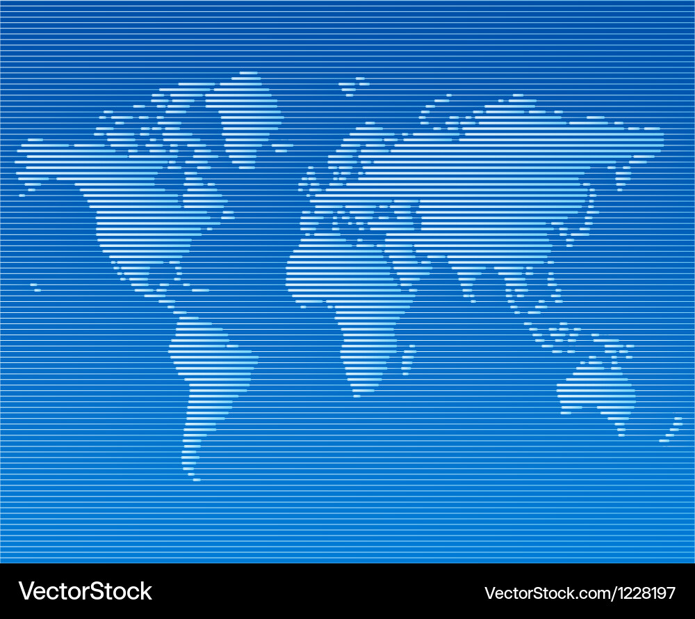 Striped line world map template Royalty Free Vector Image