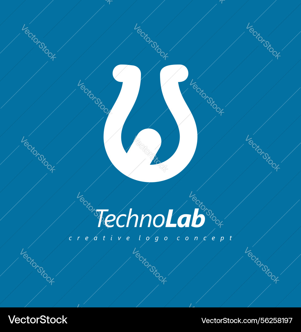 Techno lab simple logo design concept Royalty Free Vector
