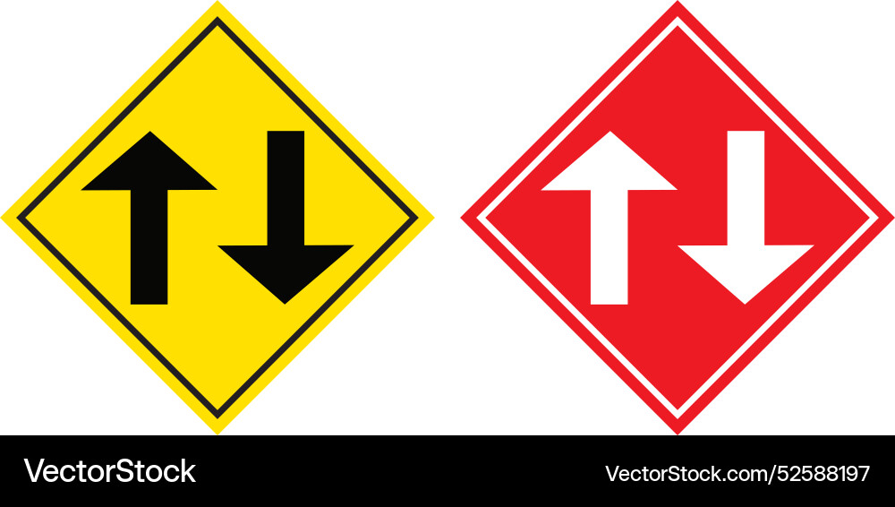 Two way traffic sign both Royalty Free Vector Image