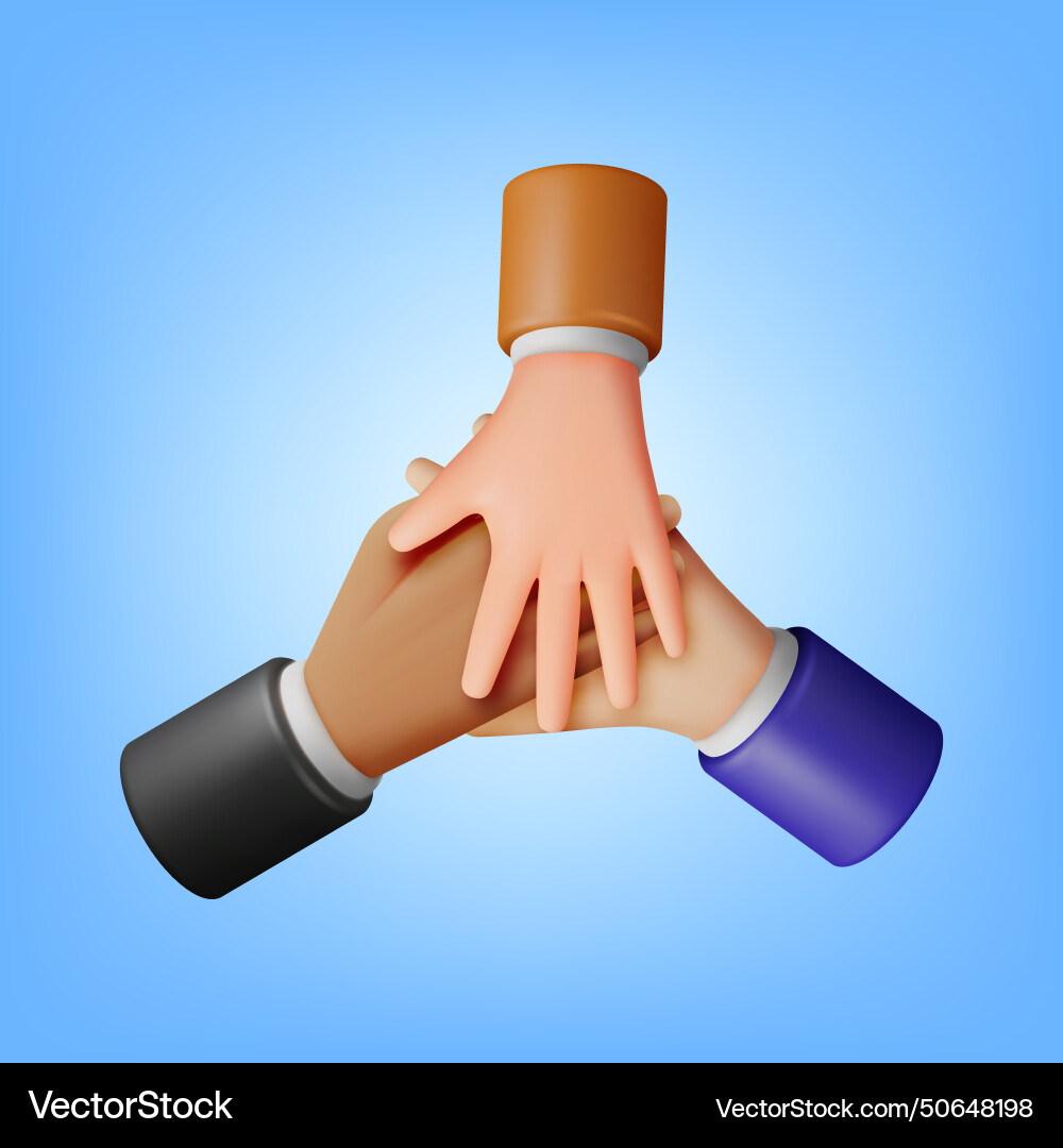 3d people showing unity with their hands together Vector Image
