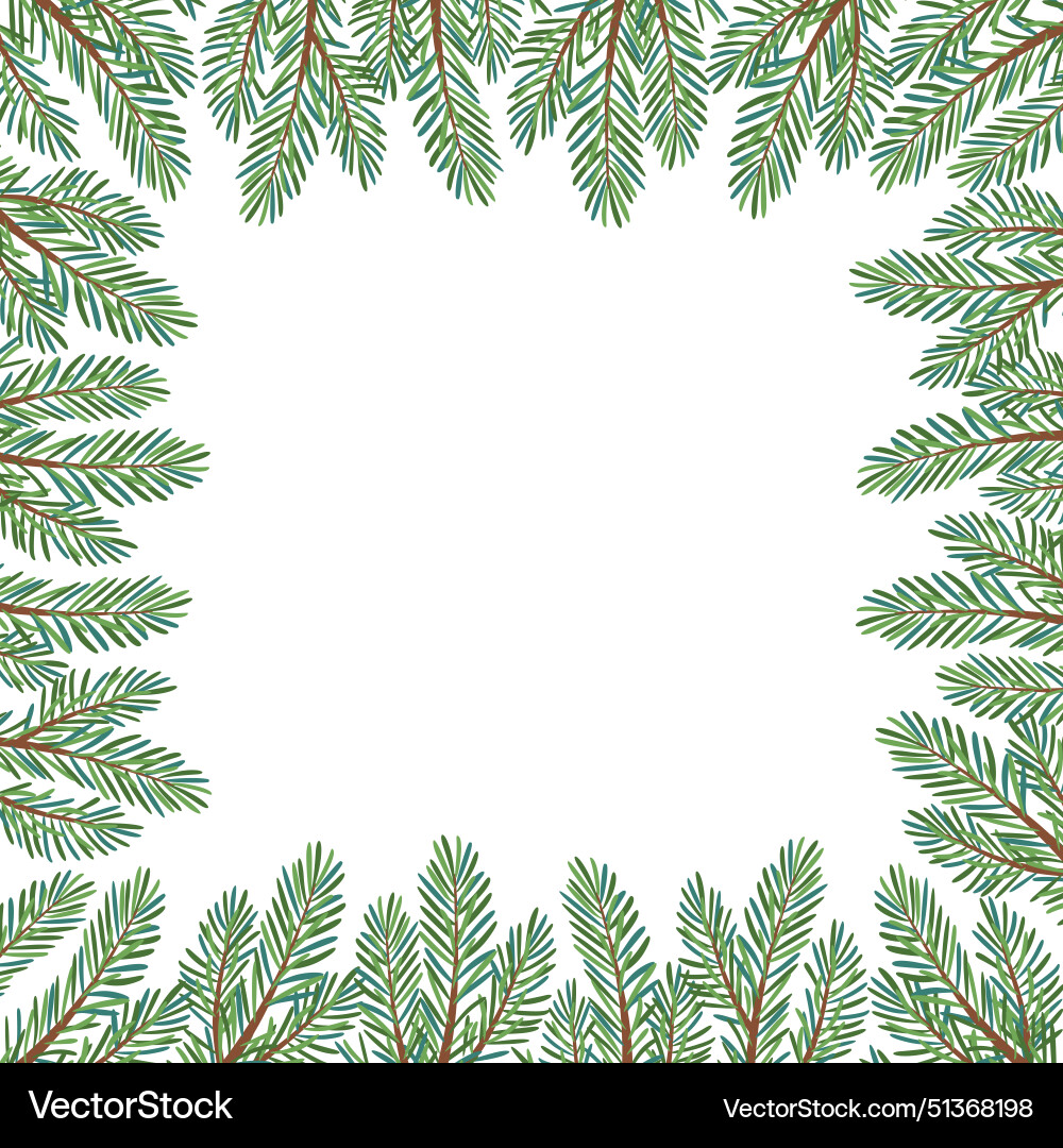 Christmas tree square frame hand drawn flat style Vector Image
