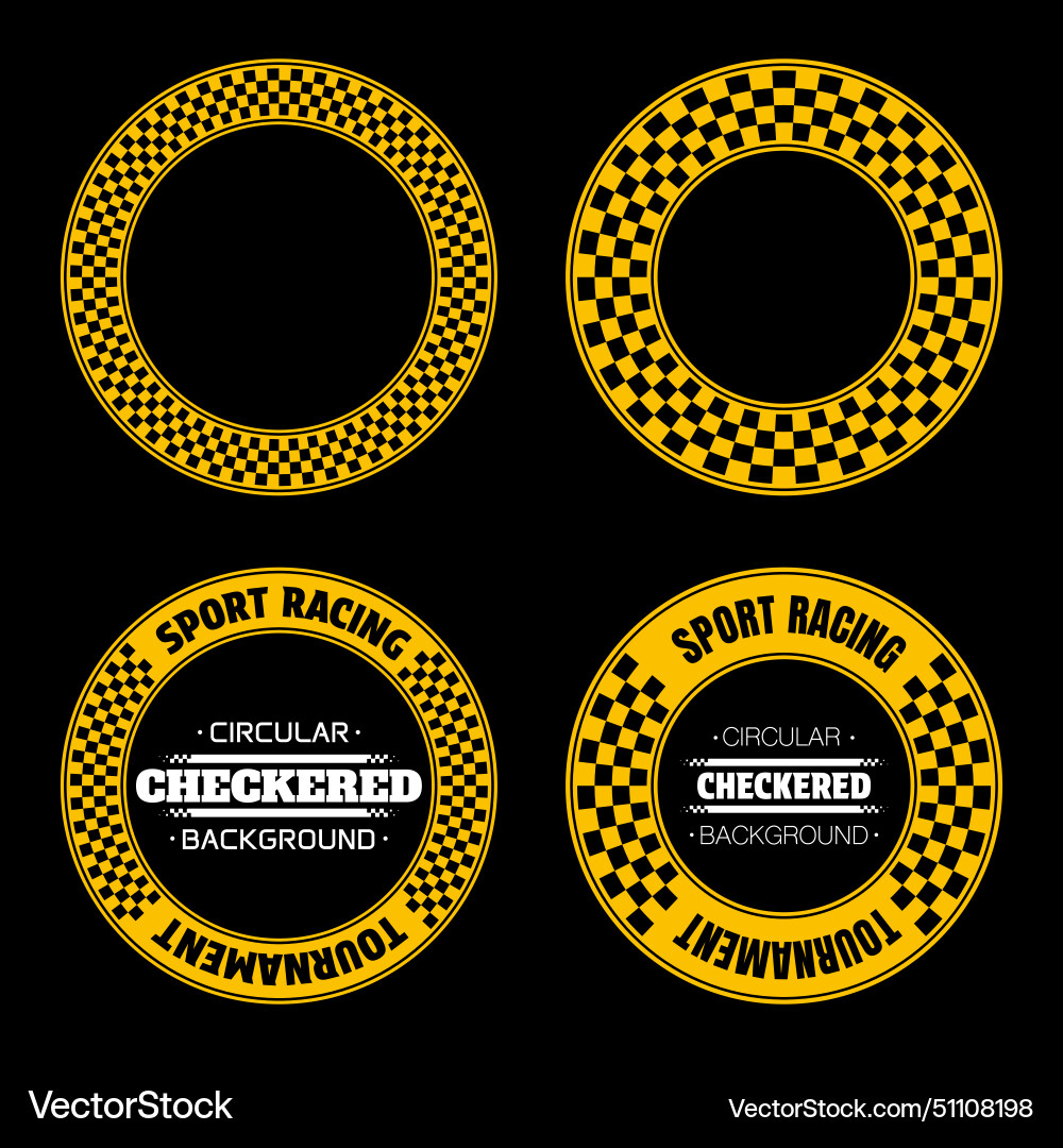 Circle yellow checkered text labels Royalty Free Vector