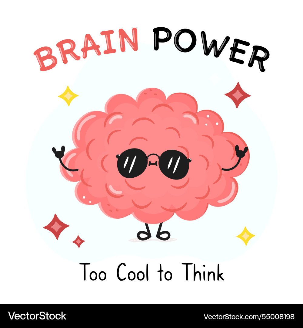 Cool cartoon brain with sunglasses and a fun Vector Image