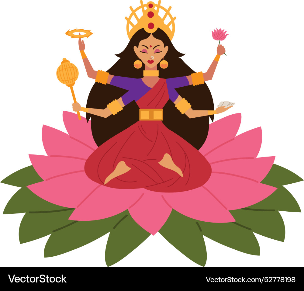 Goddess durga in meditation Royalty Free Vector Image