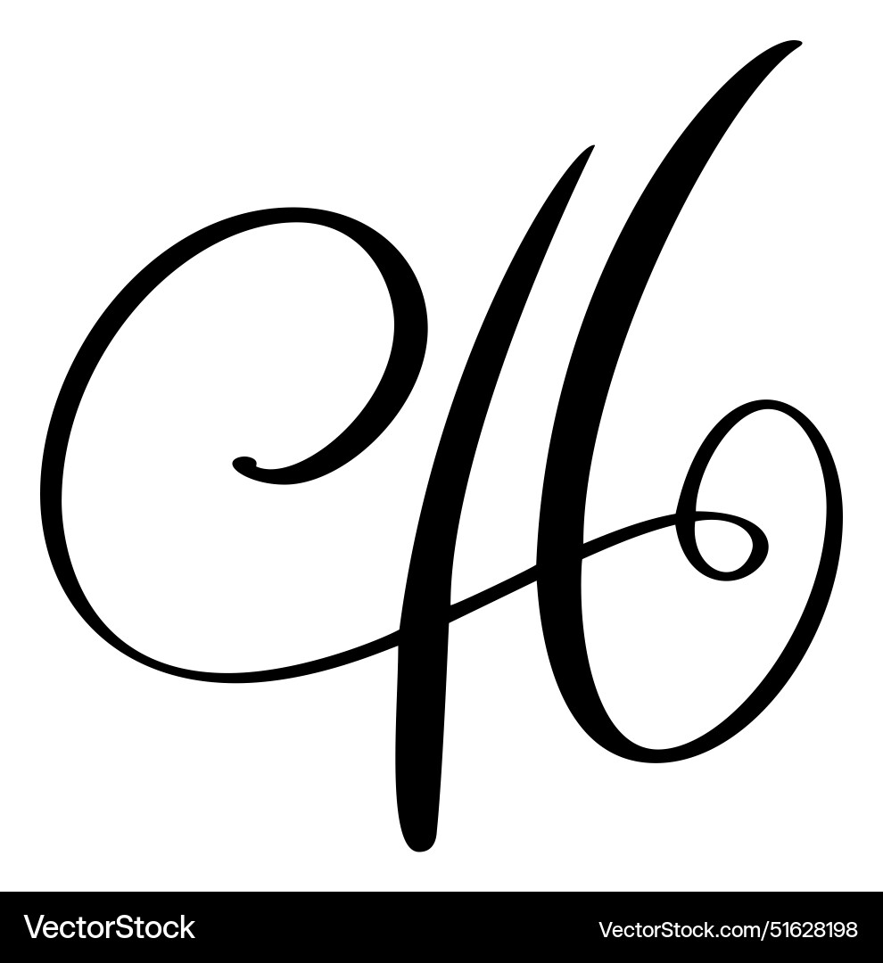 Hand drawn calligraphy capital letter h Royalty Free Vector