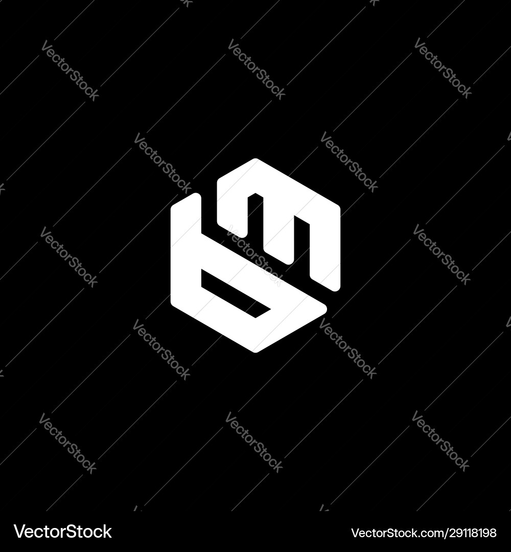 Hexagonal BM/MB Monogram Logo Royalty Free Vector Image