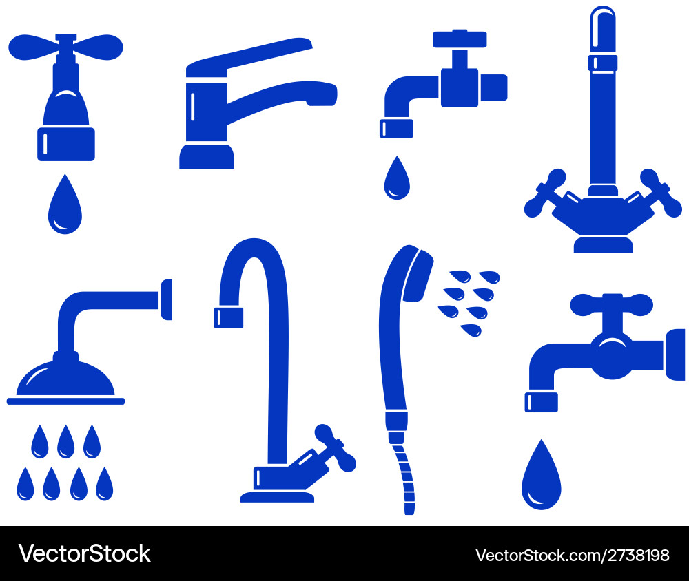 Water Faucet Icon Set Royalty Free Vector Image