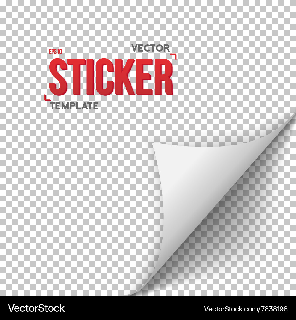 White paper sticker bended page Royalty Free Vector Image