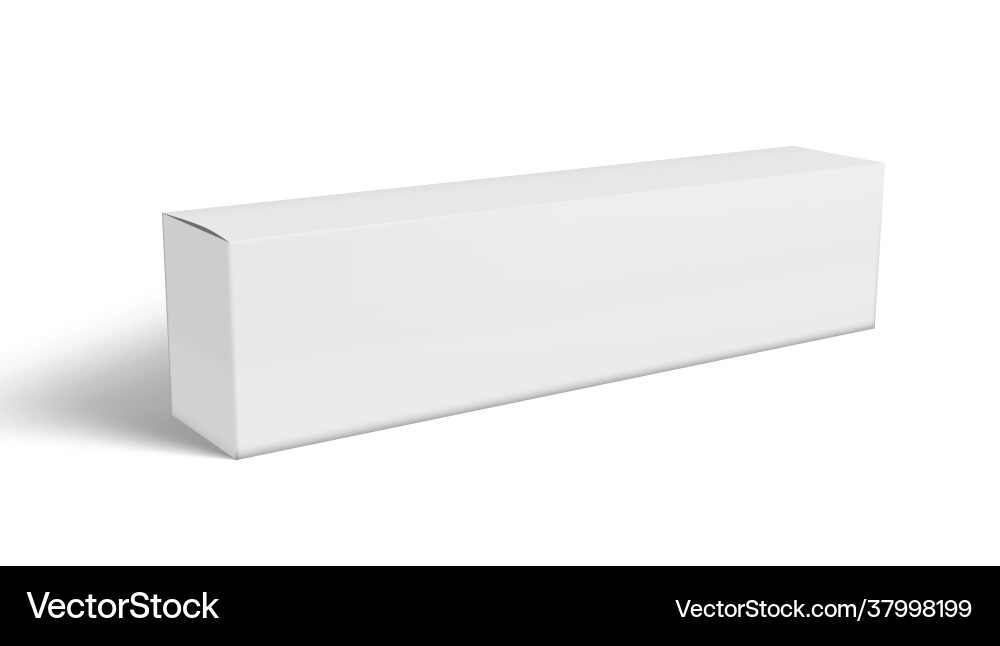 3d white long cardboard closed box with shadow Vector Image