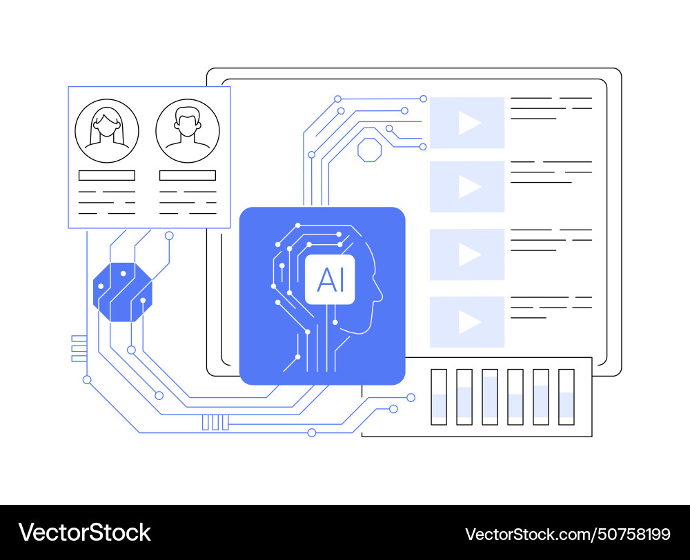 Ai-enhanced content recommendation abstract Vector Image