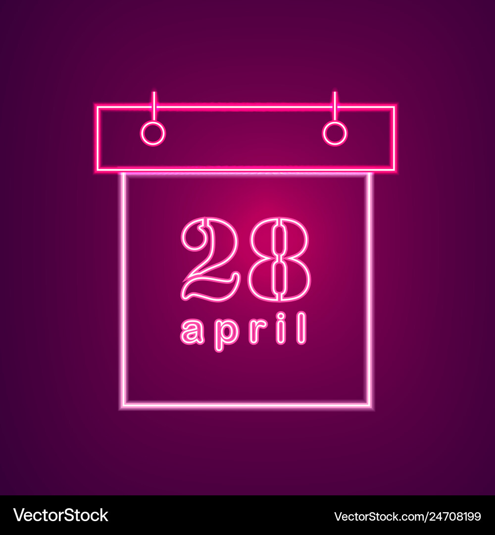 April neon calendar easter Royalty Free Vector Image