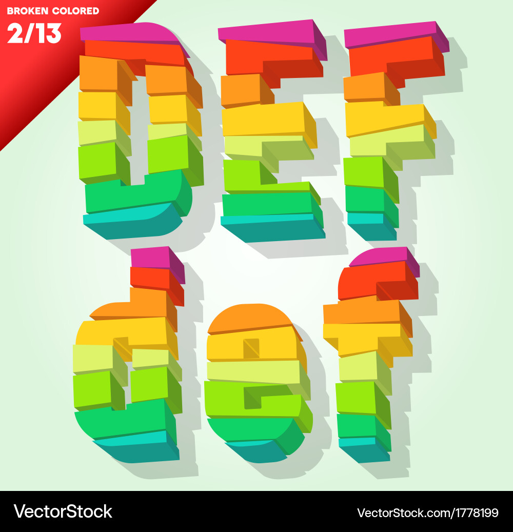 Broken colorful alphabet Royalty Free Vector Image
