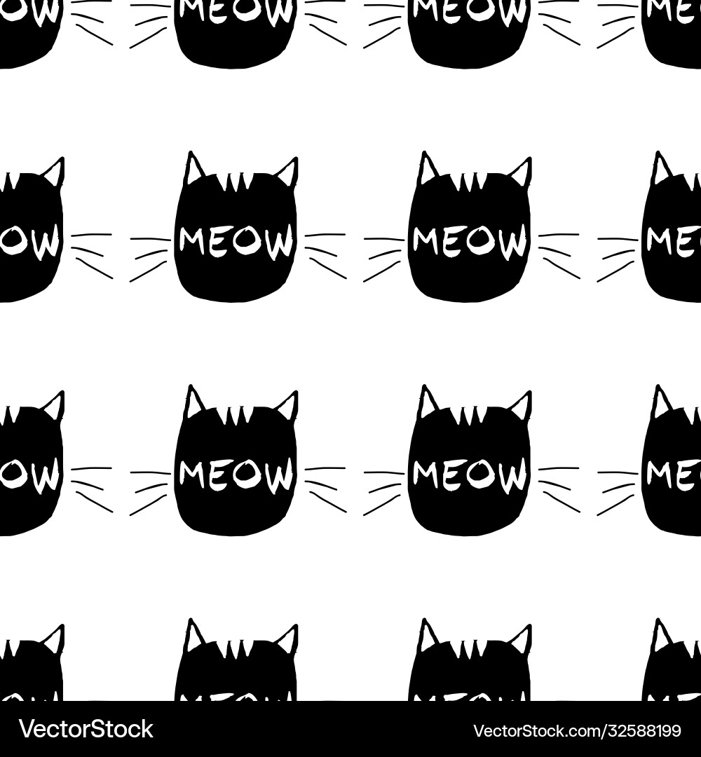 Cute cat seamless pattern Royalty Free Vector Image
