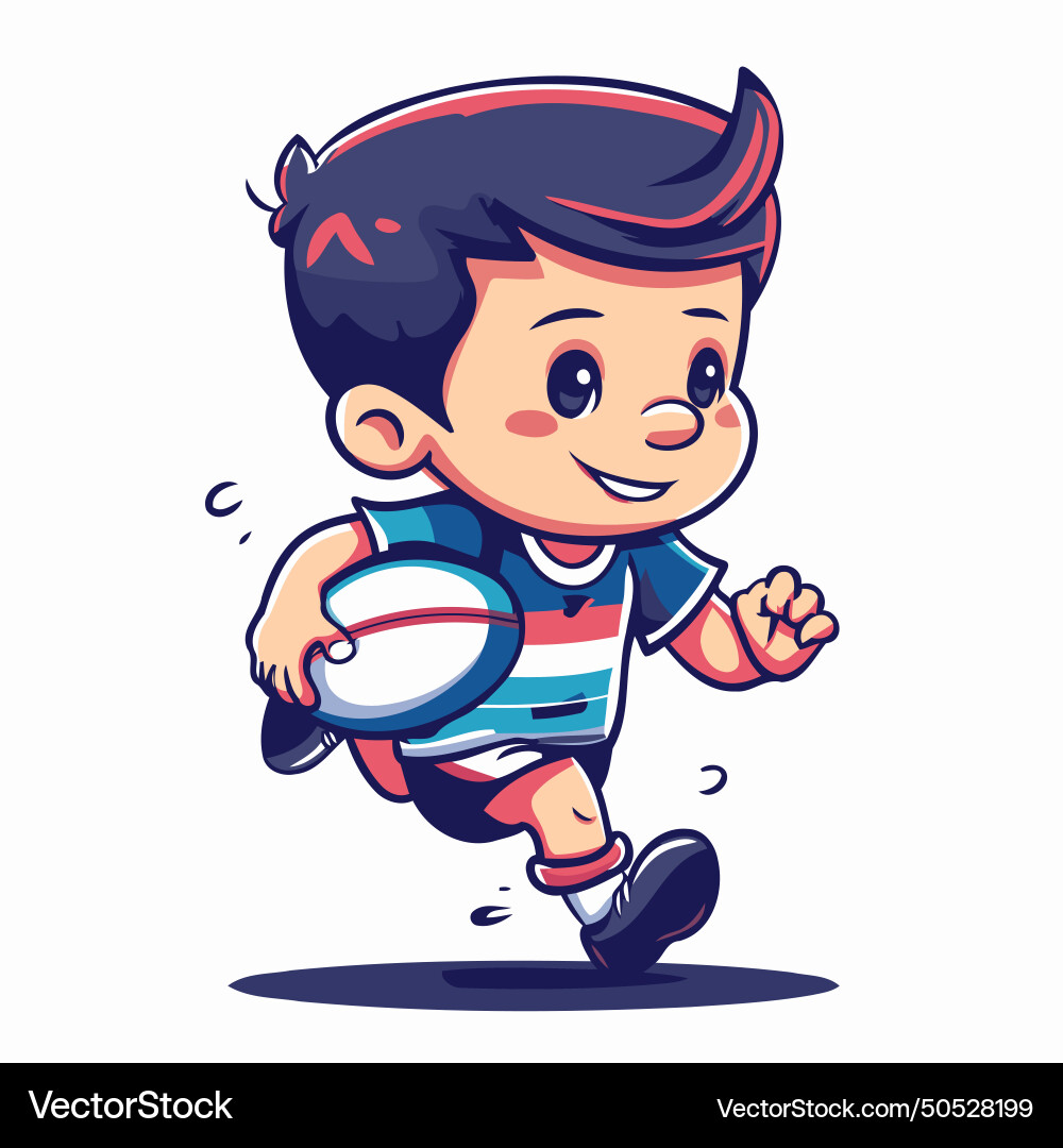Cute little boy playing rugby cartoon isolated Vector Image Cute little boy playing rugby cartoon isolated Vector Image