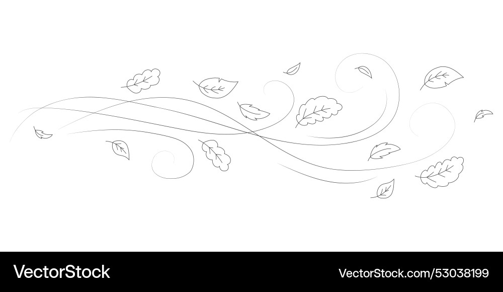 Doodle autumn leaves flying in the wind falling Vector Image