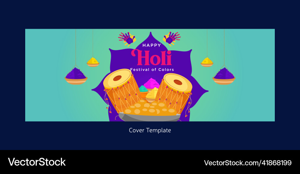 Happy holi cover page design Royalty Free Vector Image