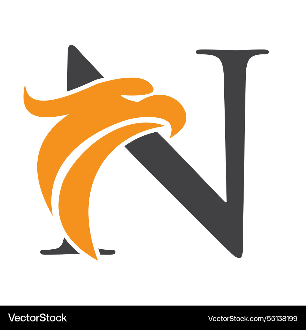 Initial letter n eagle logo eagle head logo Vector Image