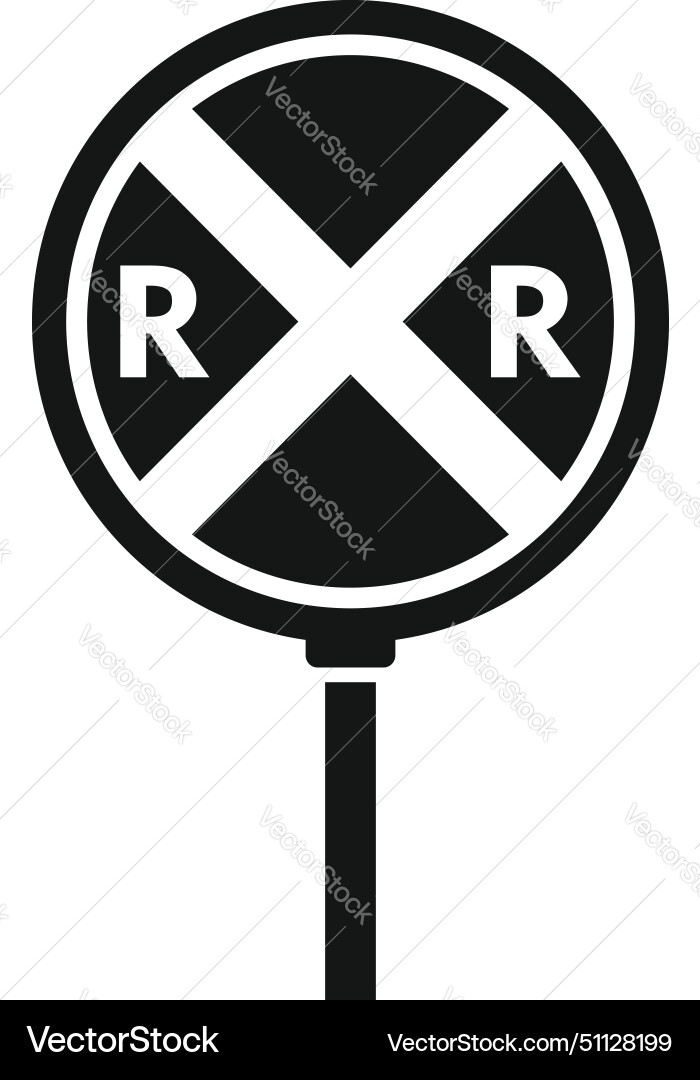 Railway crossing road sign icon simple Royalty Free Vector
