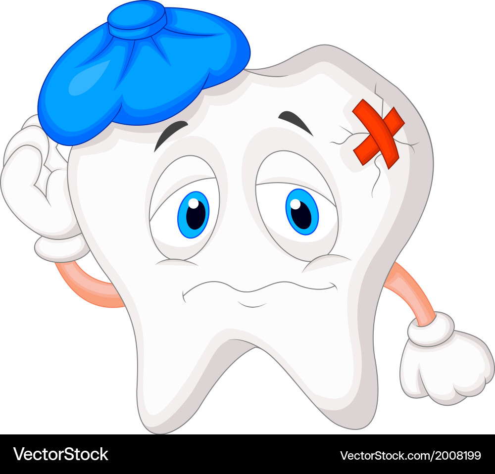 Sick tooth cartoon Royalty Free Vector Image - VectorStock
