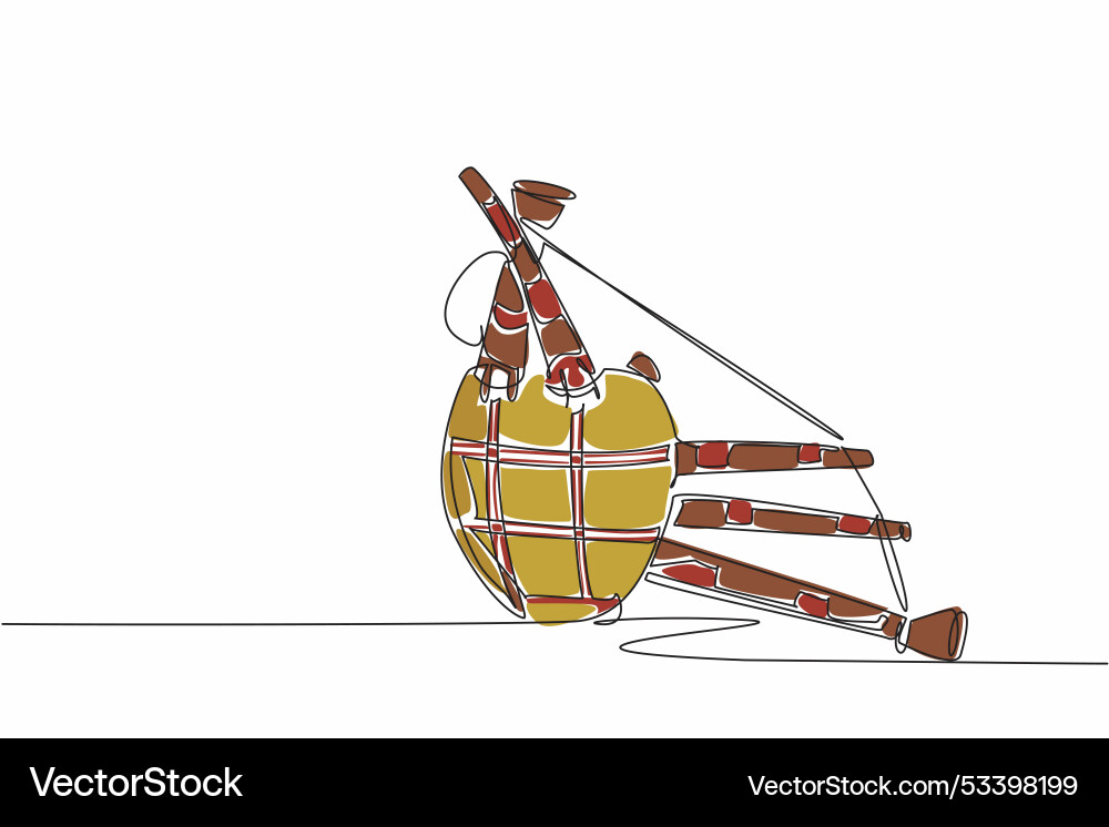 Single continuous line drawing bagpipe musical Vector Image