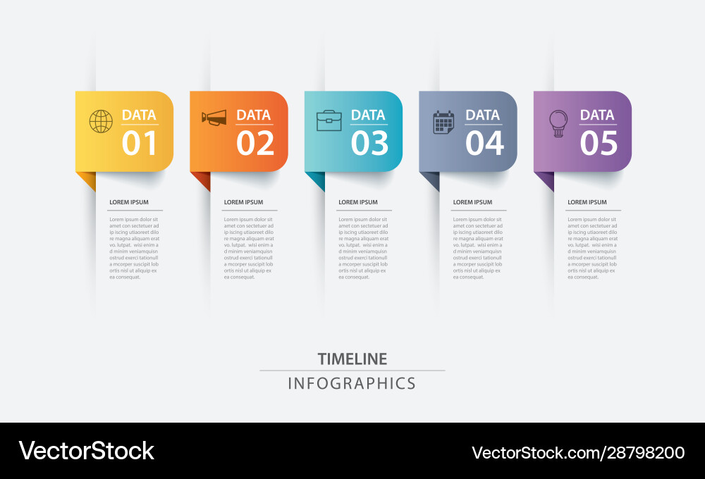 5 data infographics tab paper index template Vector Image