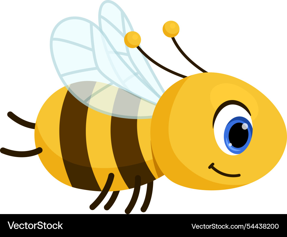 A cartoon bee with smile on its face Royalty Free Vector