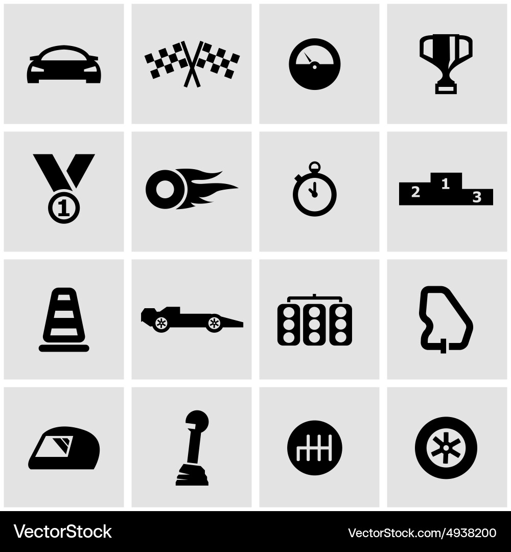 Black racing icon set Royalty Free Vector Image