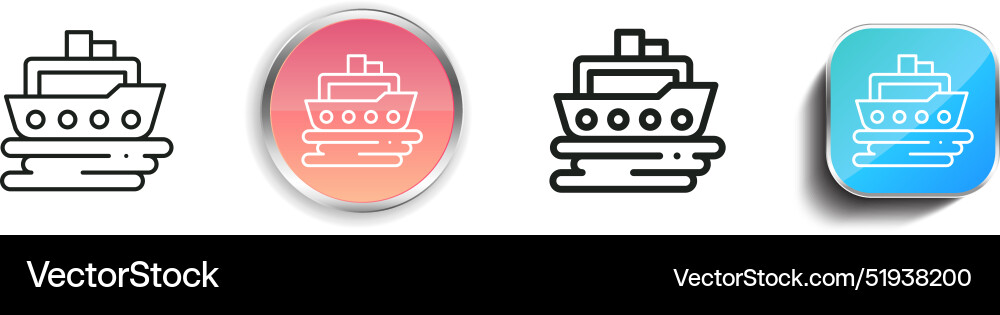 Boat icon thin linear regular and button style Vector Image