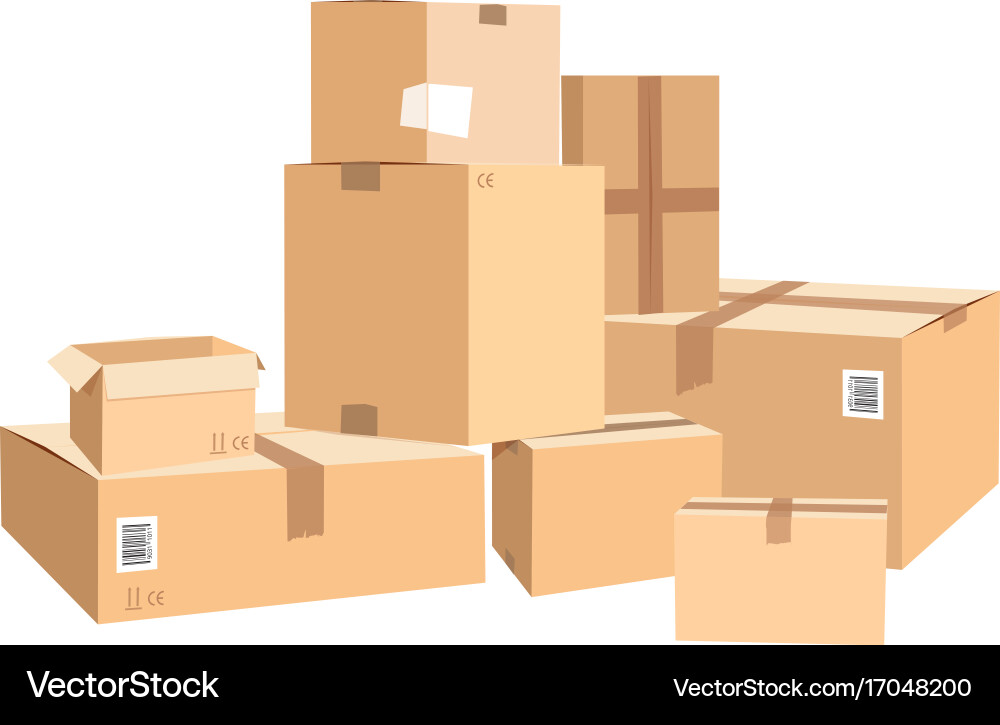 Cardboard boxes in different sizes packages Vector Image