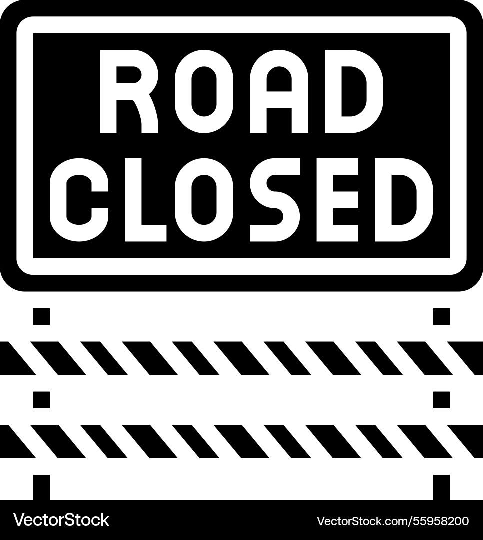 Detours road closures car driving obstacles glyph Vector Image