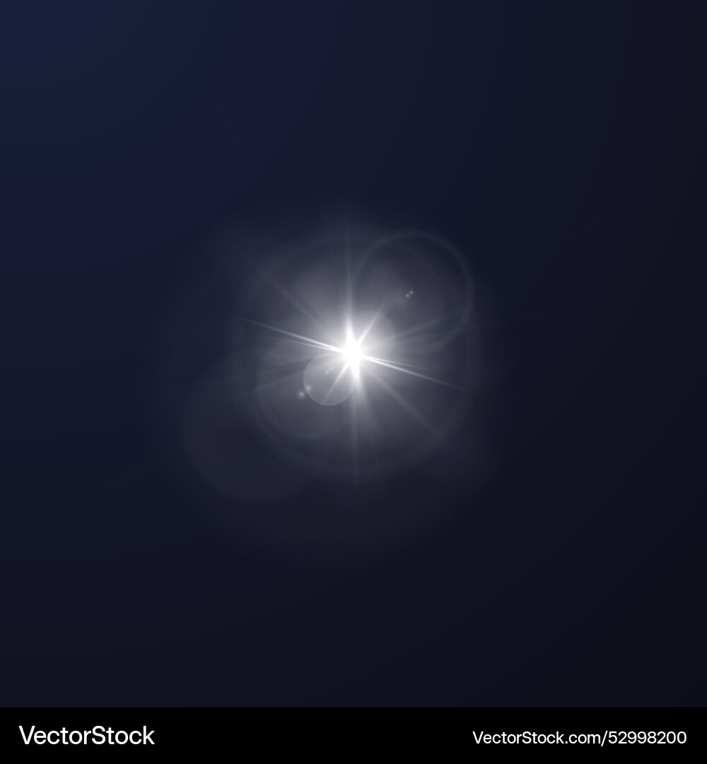 Effect of a white flash with bright rays Vector Image