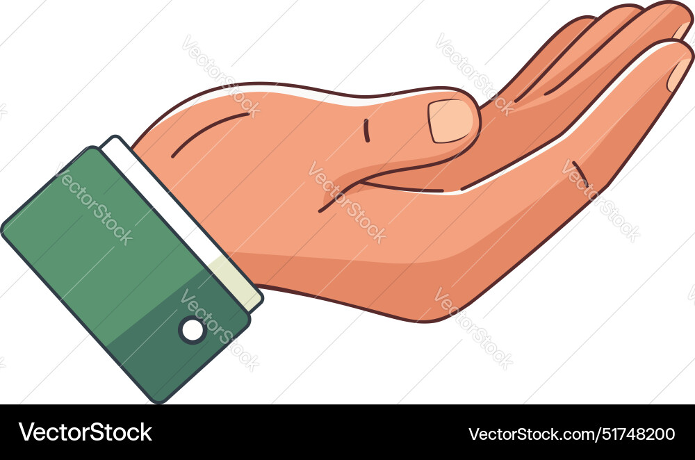 Extended hand symbol of receiving Royalty Free Vector Image